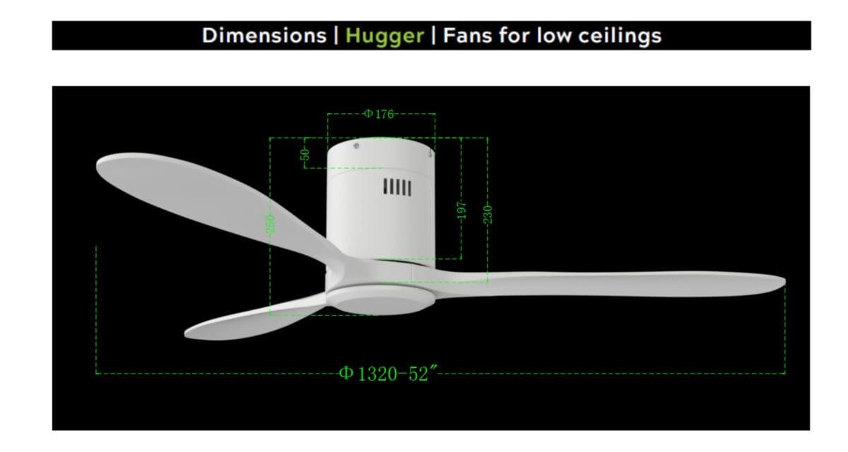 Hugger Fan Black without Light 1320mm | Remote Control - Ceiling Fans ...